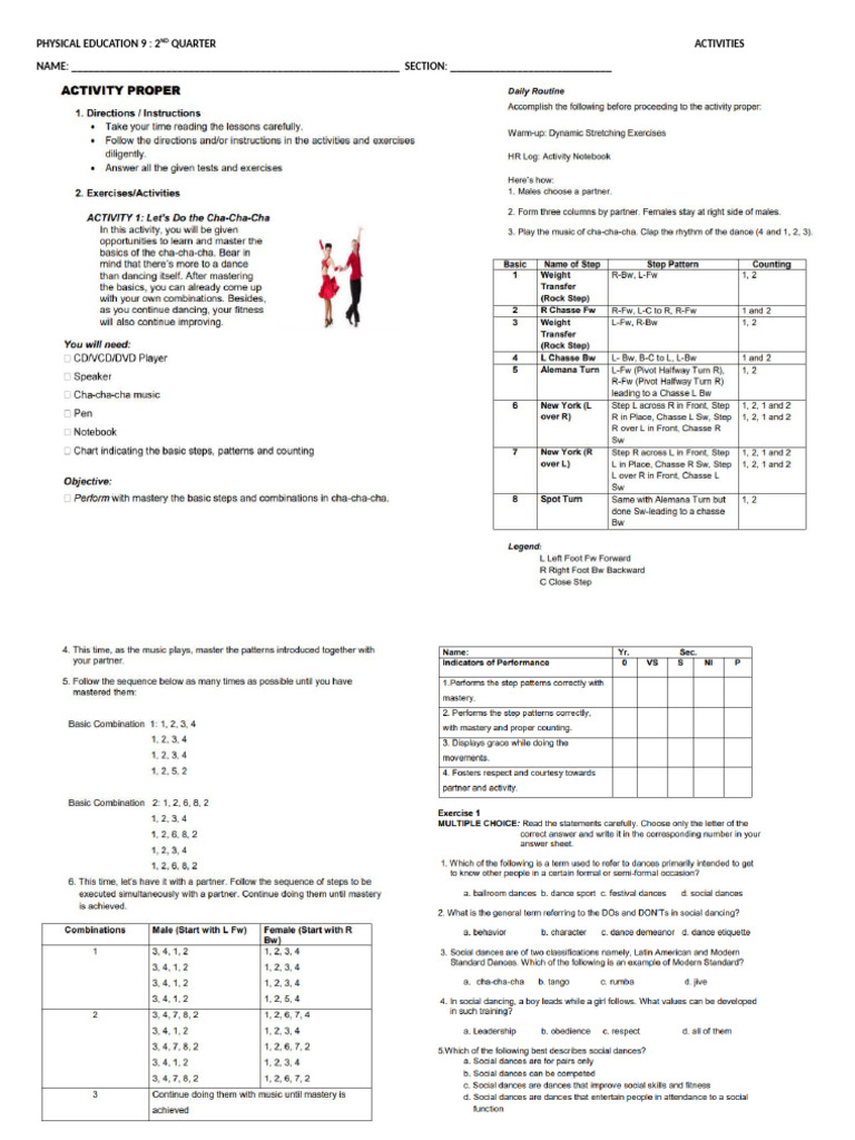 Physical Education 9 Activity | PDF
