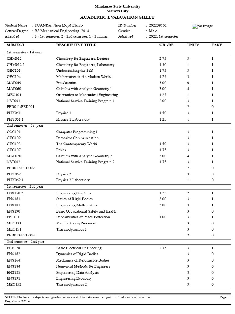 Academic Evaluation Sheet | PDF | Mechanical Engineering | Engineering