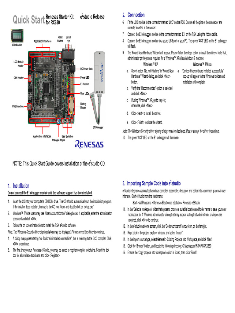 R20ut2041eg0100 Rskrx630 E2studio QSG | PDF | Microsoft Windows | Device Driver