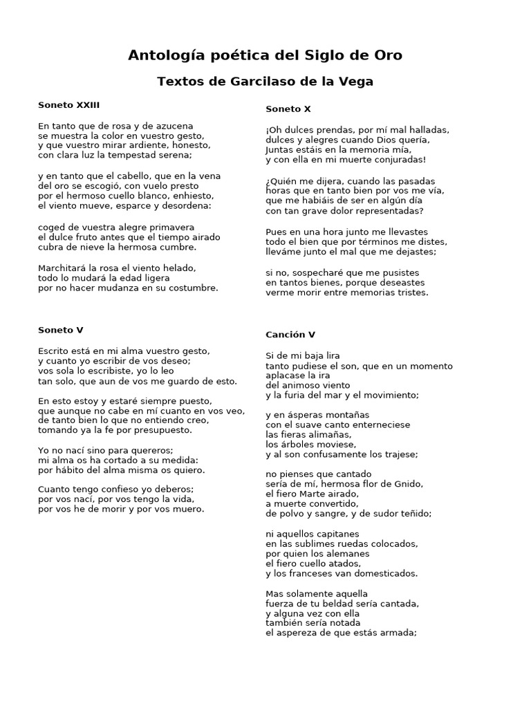 Antología Poética del Siglo de Oro | PDF