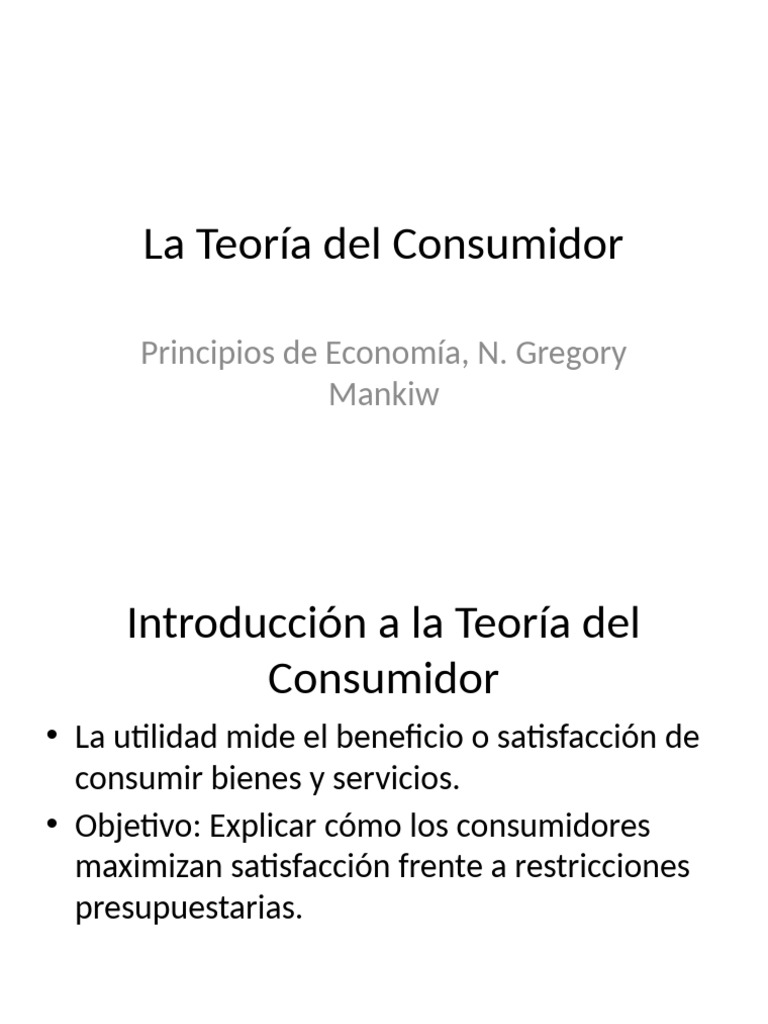 Teoria Del Consumidor Presentacion | PDF