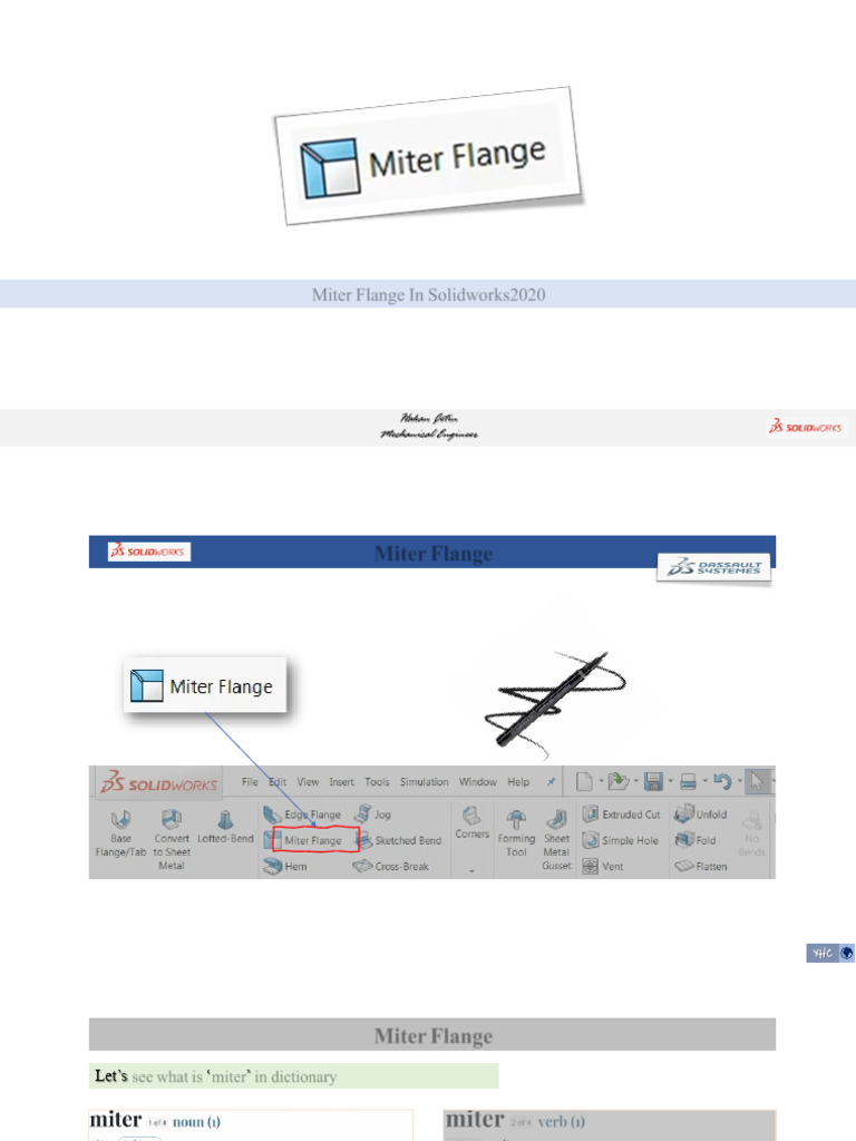 Miter Flange in SolidWorks 2020 Guide | PDF | Mechanical Engineering