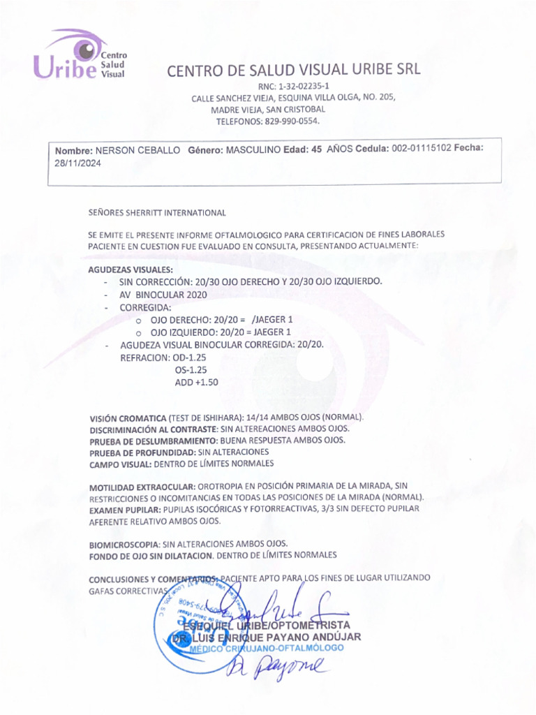 H. Vision Test | PDF