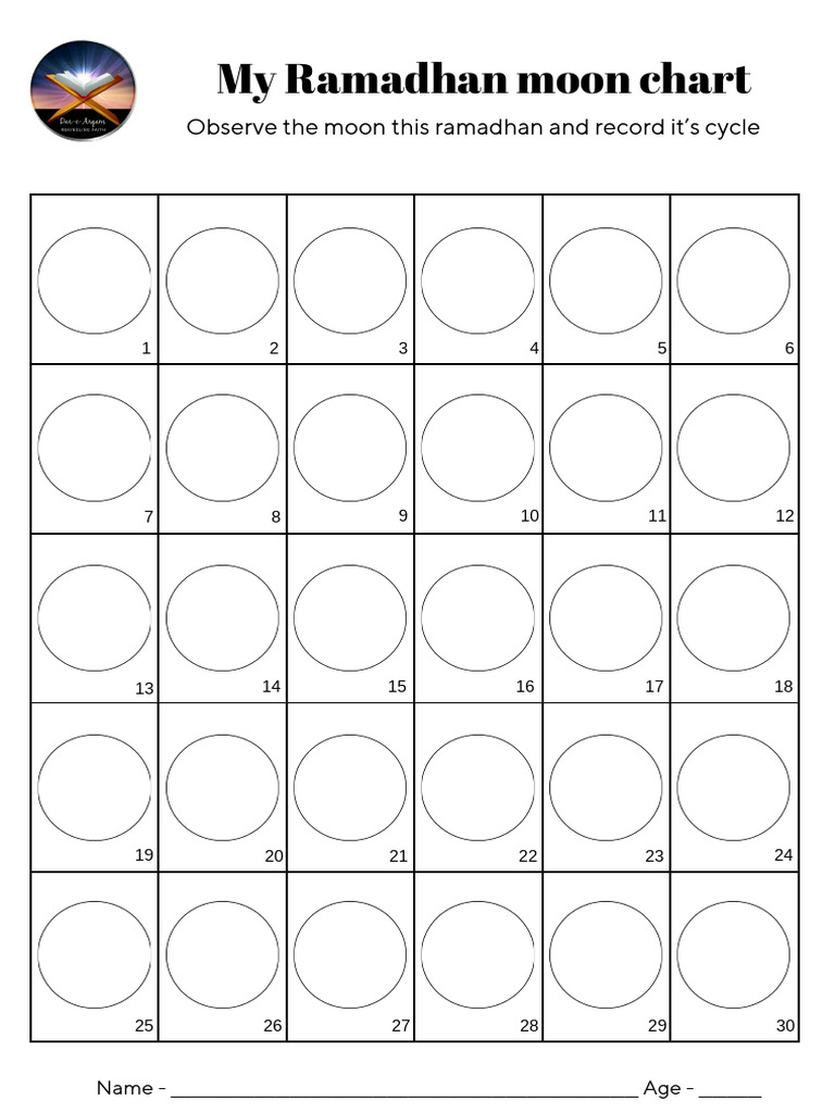 Ramadhan Moon Chart and Activities | PDF | Islamic Fundamentalism ...