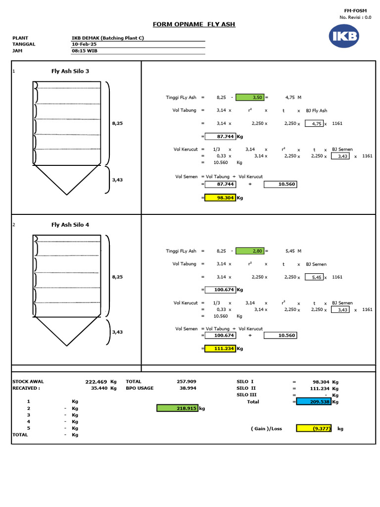 Opname Fly Ash C 10-02-2025 | PDF