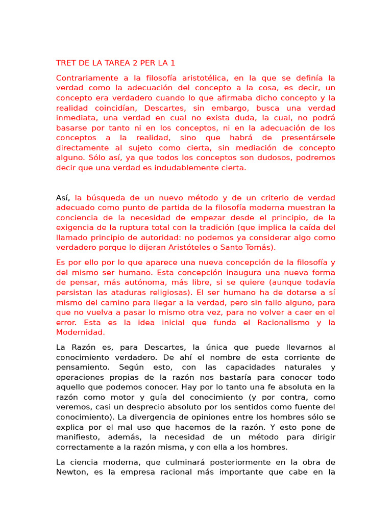 Descartes Apuntes de Clase | PDF | René Descartes | Verdad
