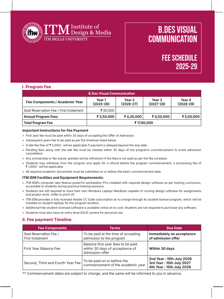 B.Des Visual Communication Fees Structure | PDF | Fee | Banks