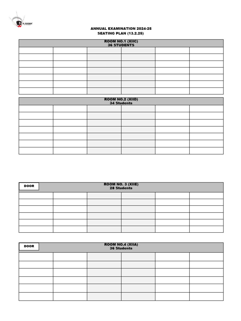 Exam Seating Plan 2024-25 | PDF