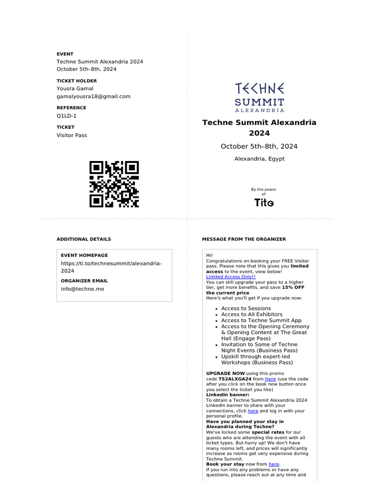 Technesummit Alexandria 2024 Ticket Q1LD 1 | PDF | Cyberspace | World Wide Web