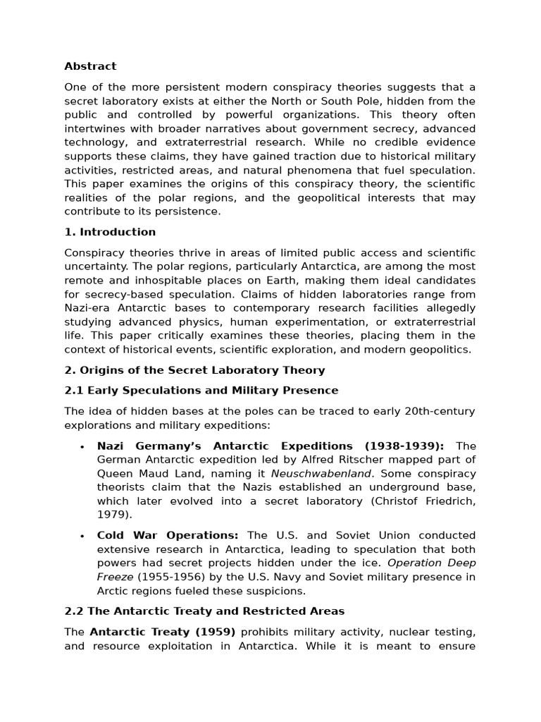 The Conspiracy Theory of A Secret Laboratory at The Poles A Scientific ...