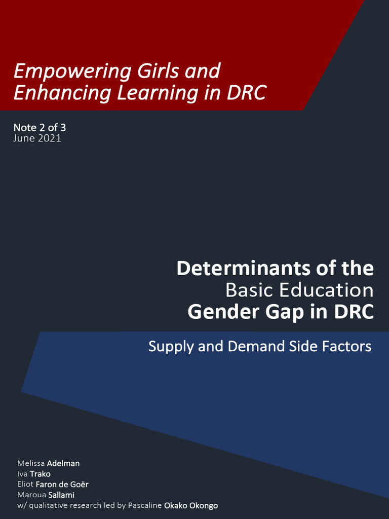 Determinants of The Basic Education Gender Gap in DRC Supply and Demand ...