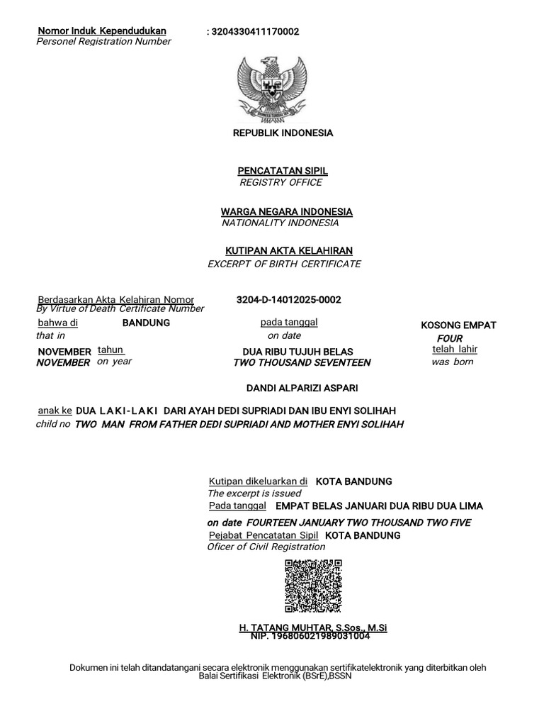 Akta Kelahiran Dandi 2 | PDF