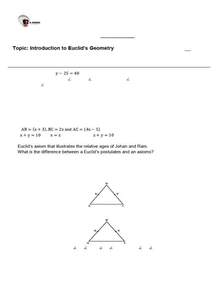 Worksheet Introduction To Euclid's Geometry 9TH Class | PDF | Line ...