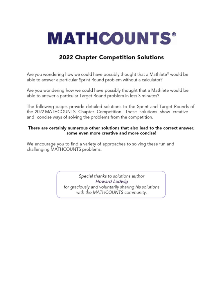 2022 Chapter Competition Solutions | PDF | Mathematics | Elementary Mathematics