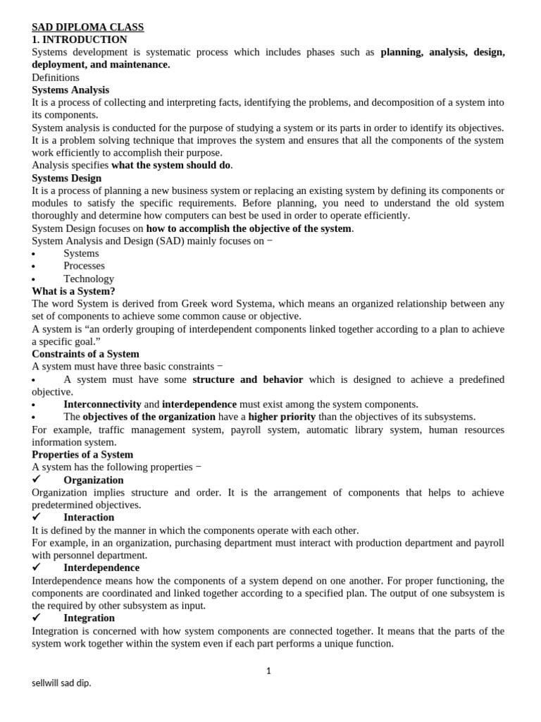 SAD FULL NOTES SEL | PDF | System | Conceptual Model