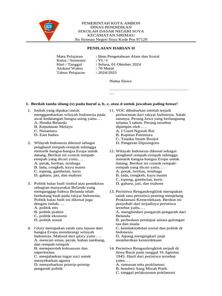 PH II IPAS Kls 6 | PDF