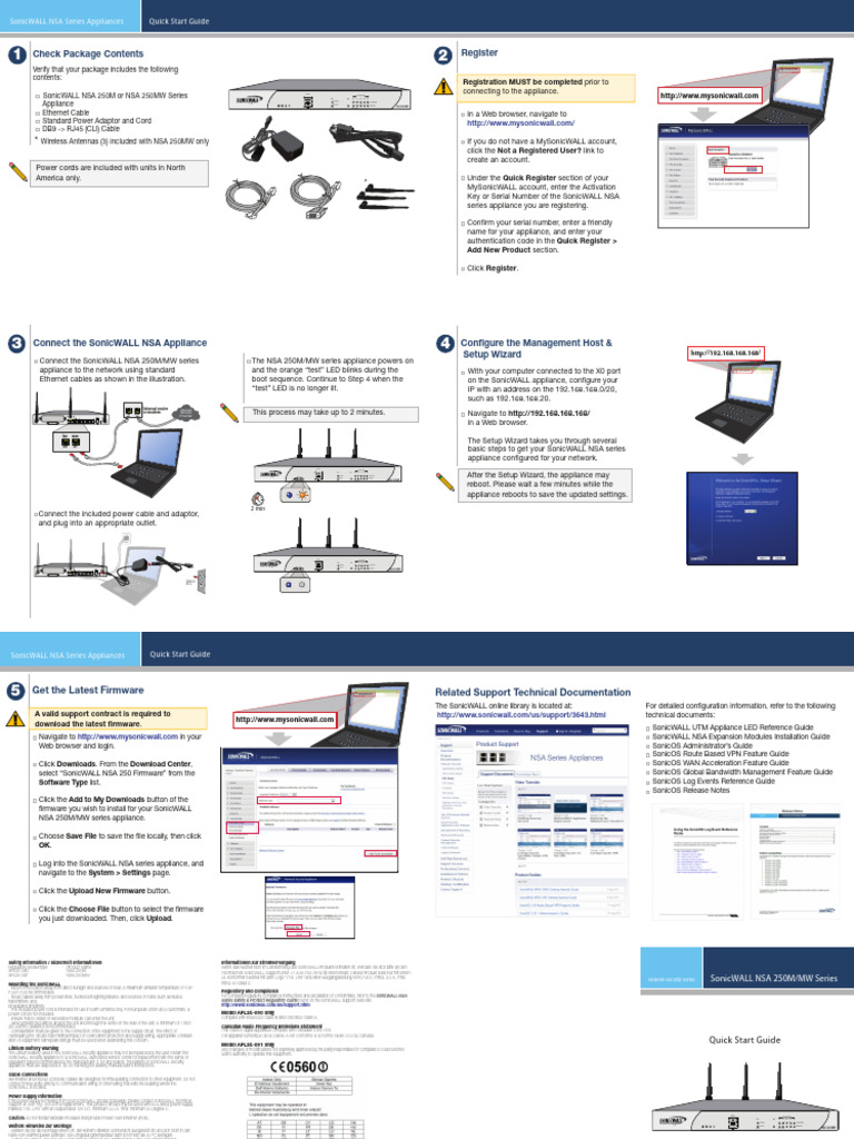 Dell-SonicWALL-NSA-250M-Quick-Start-Guide | PDF | Computer Network | Power Supply