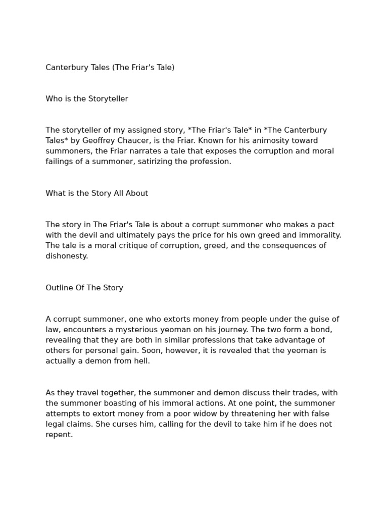 The Friar's Tale: A Moral Critique | PDF | Religious Belief And Doctrine