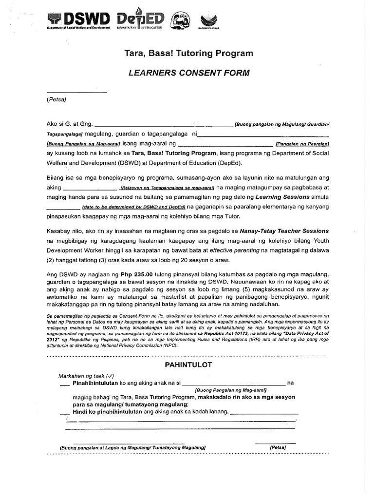 Learners Consent Form | PDF