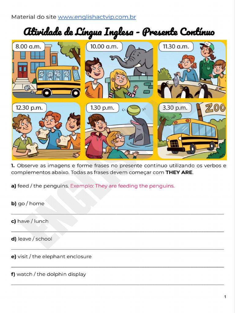 Atividade Sobre Present Continuous