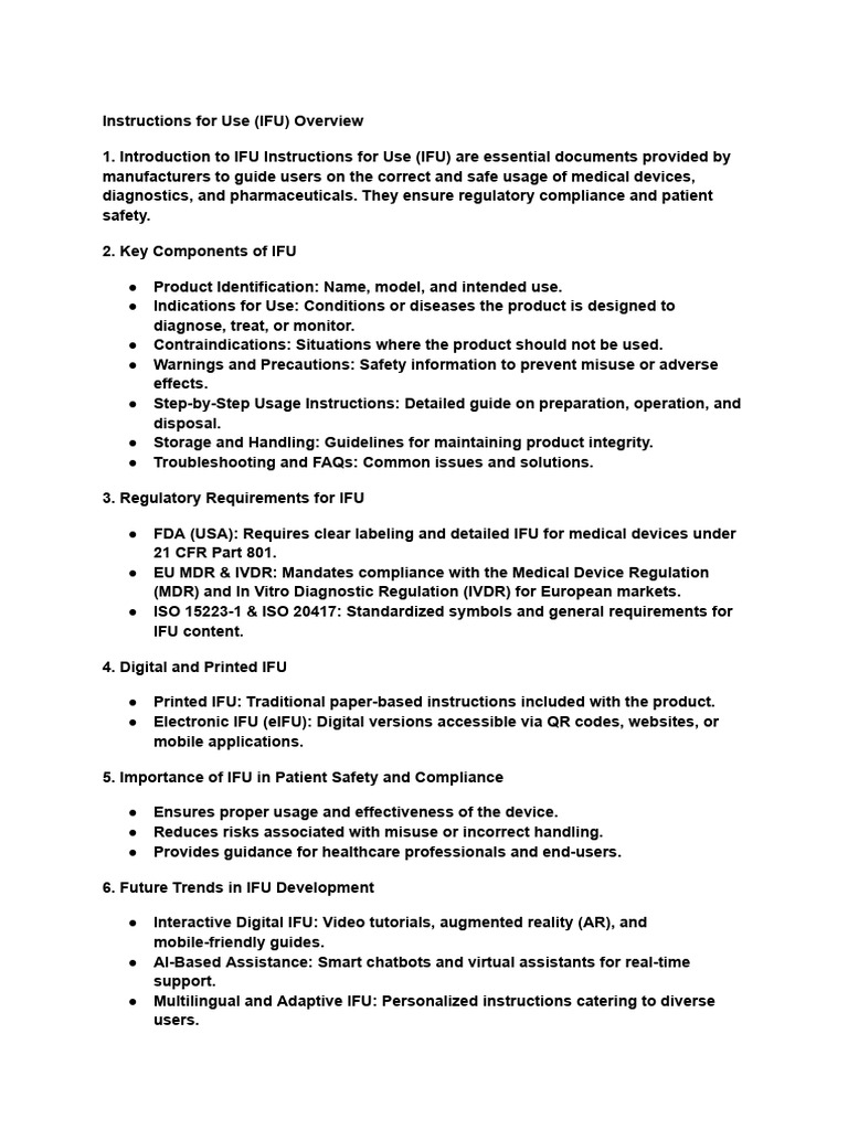 Instruction For IFU Overview | PDF