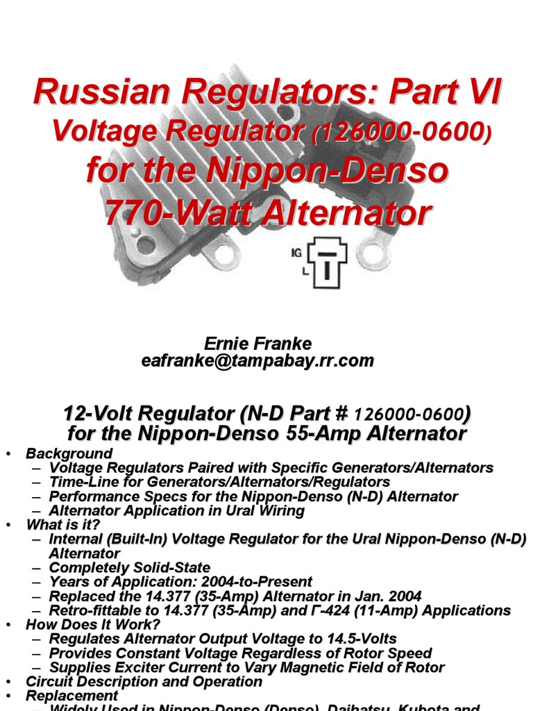 Russian Regulators Part VI 126000 0600 For Nippon Denso | PDF ...