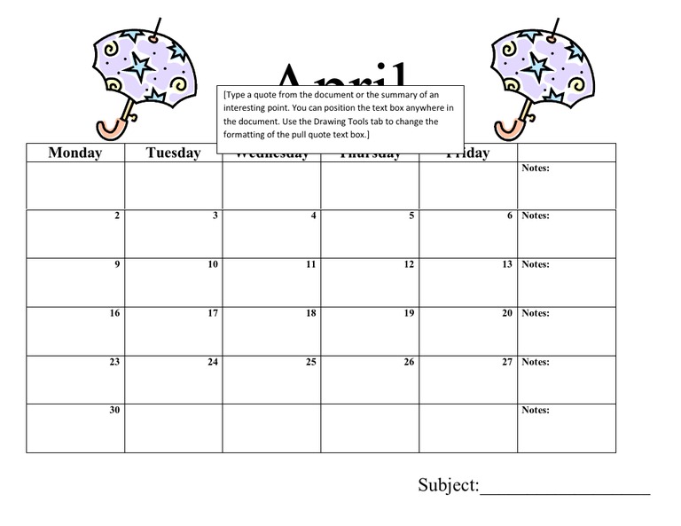 April Planning Calendar | PDF | Computers