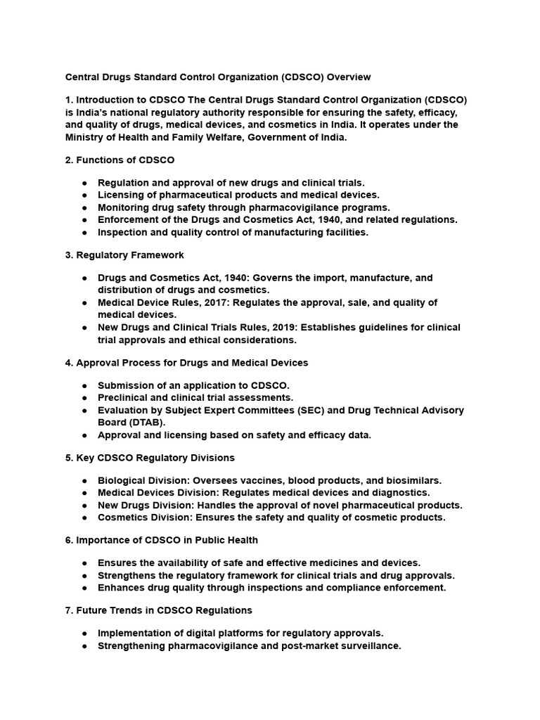 CDSCO: India's Drug Safety Authority | PDF