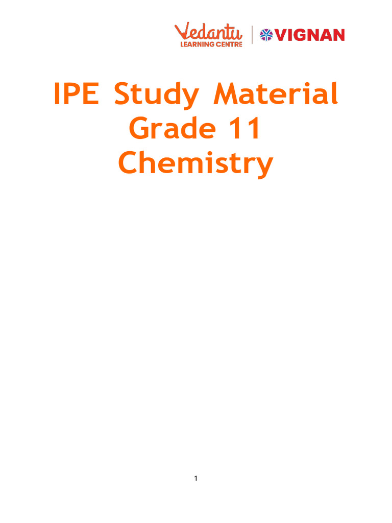 IPE Study Material Grade 11 Chemistry | PDF | Spectral Line | Redox