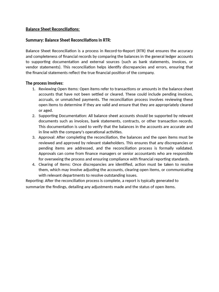 Balance Sheet Reconciliation Guide | PDF