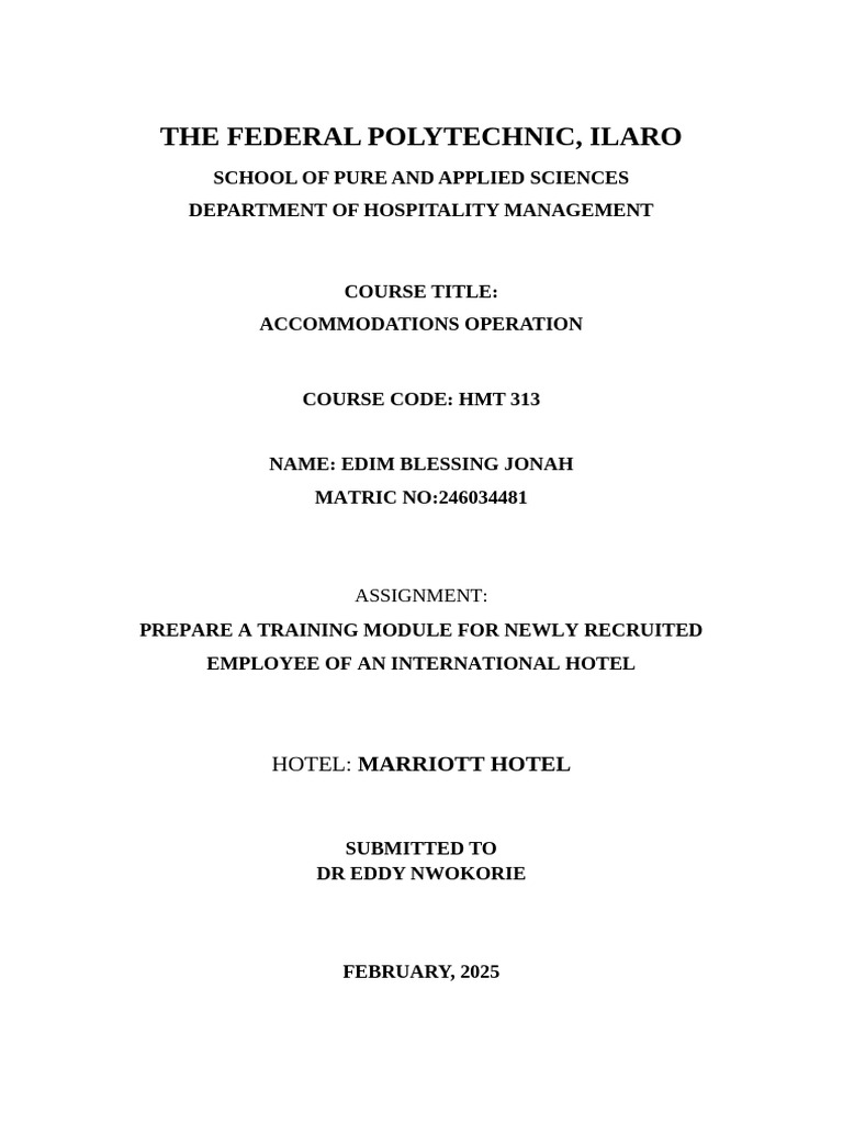 Blessing Marriott Hotel | PDF