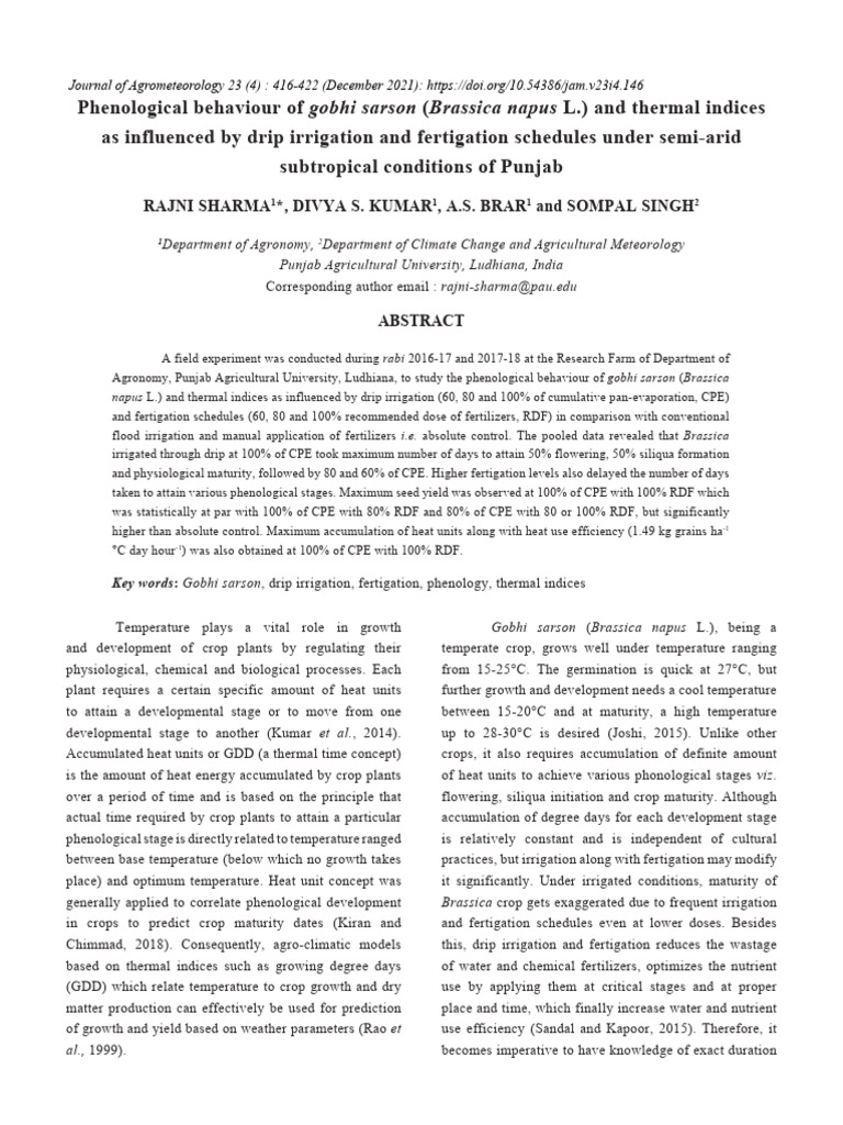 09 +Res+Paper+RAJNI+SHARMA | PDF | Rapeseed | Sowing
