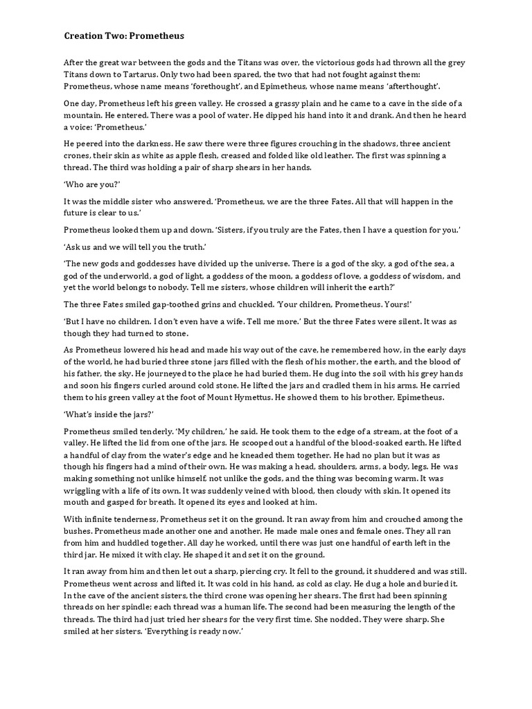 Greek Creation Myth 2 | PDF | Prometheus | Religious Belief And Doctrine