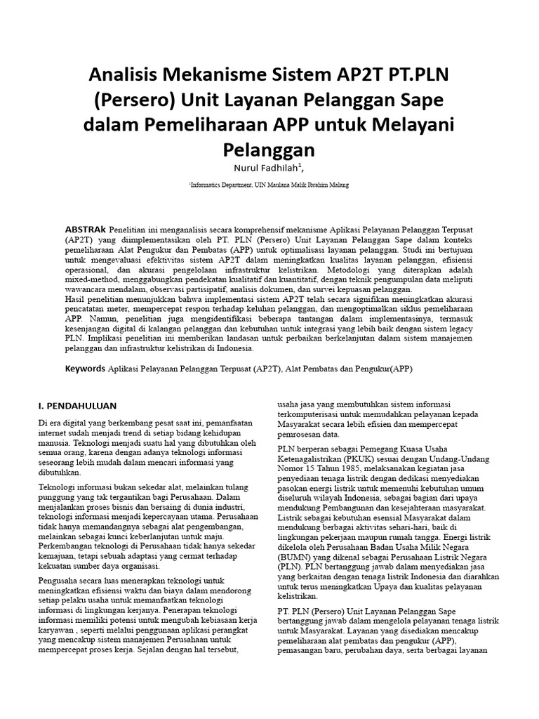 Optimasi AP2T PLN Sape untuk Layanan Pelanggan | PDF