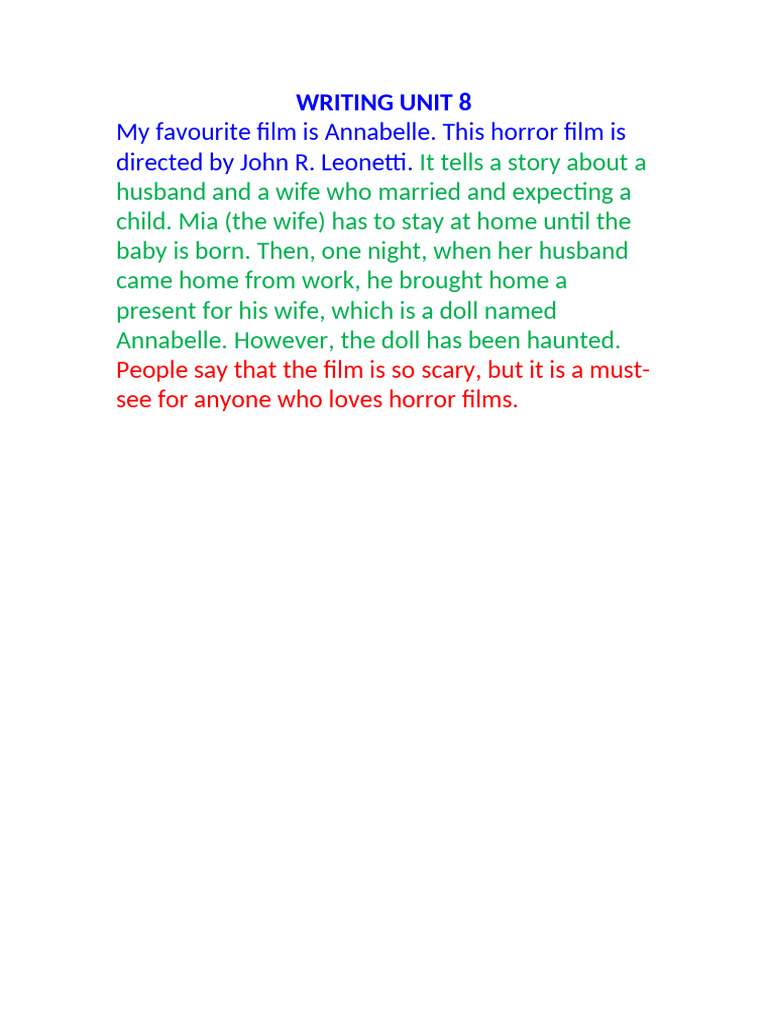 Writing Unit 8 | PDF