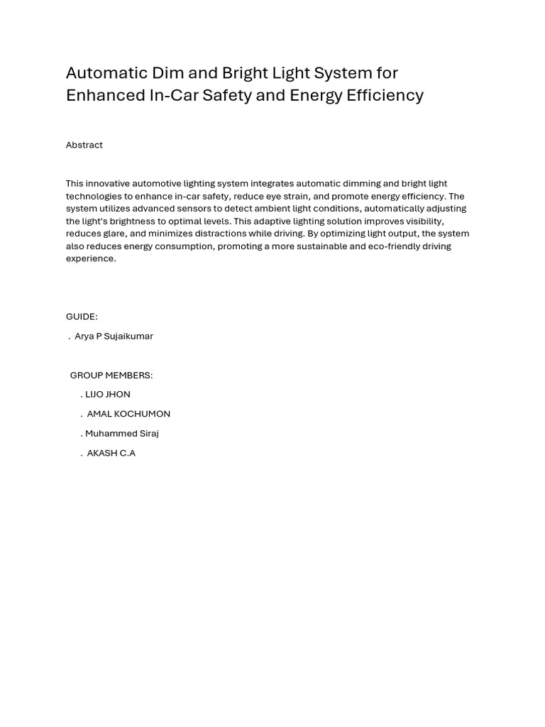 Automatic Dim and Bright Light System | PDF