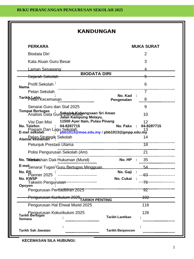 Buku Pengurusan 2025 PKP | PDF