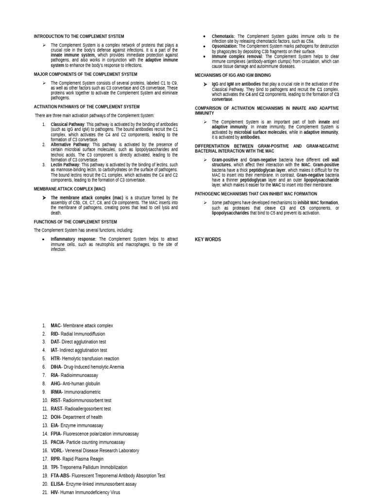 Complement Pathway | PDF | Complement System | Immune System