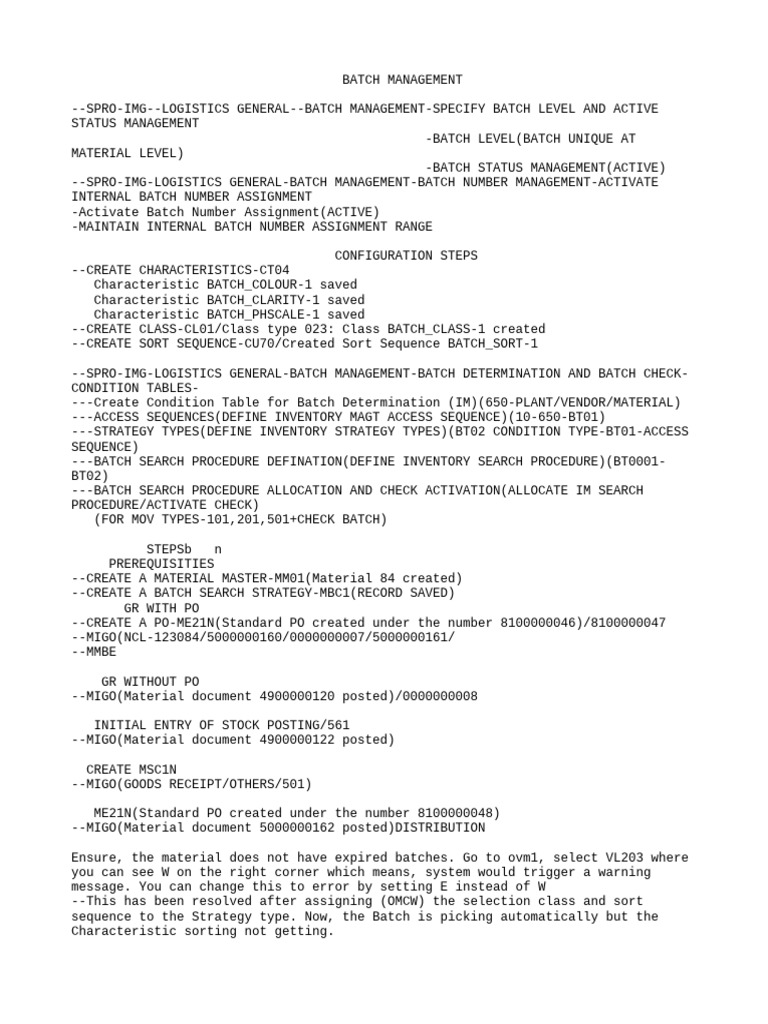 Batch Management | PDF