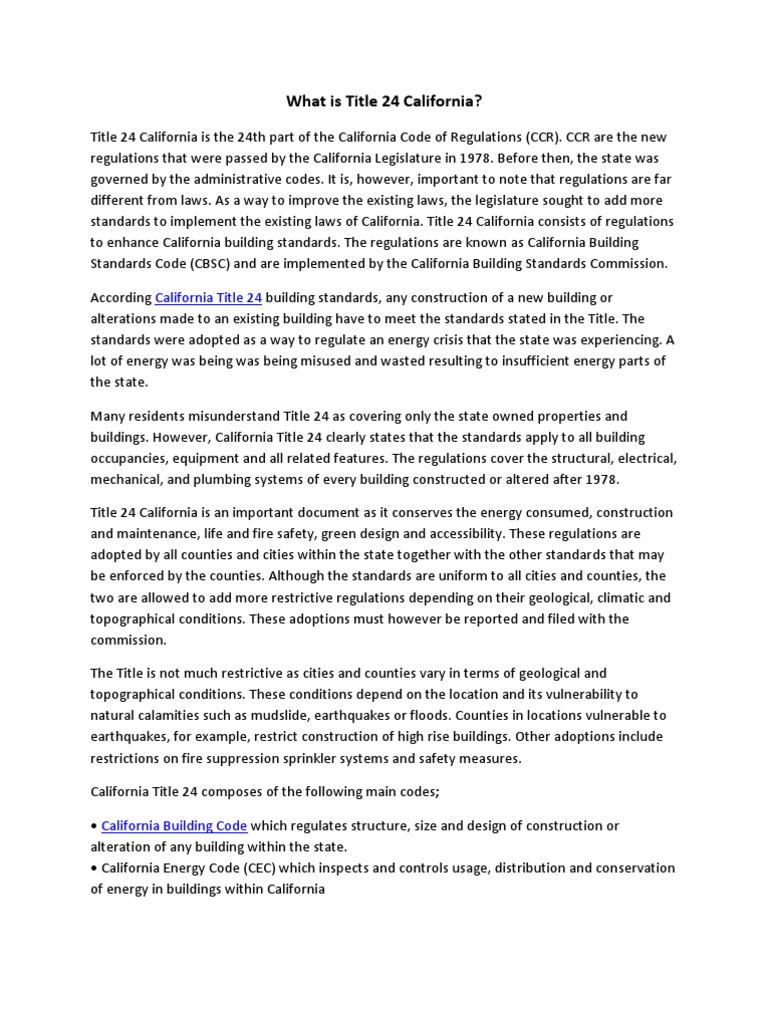 What Is Title 24 California | PDF | Building Code | Safety