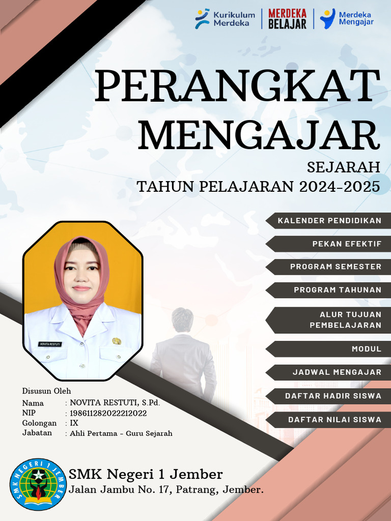Cover Perangkat Mengajar Sejarah 2425 - Novita Restuti, S.pd. | PDF
