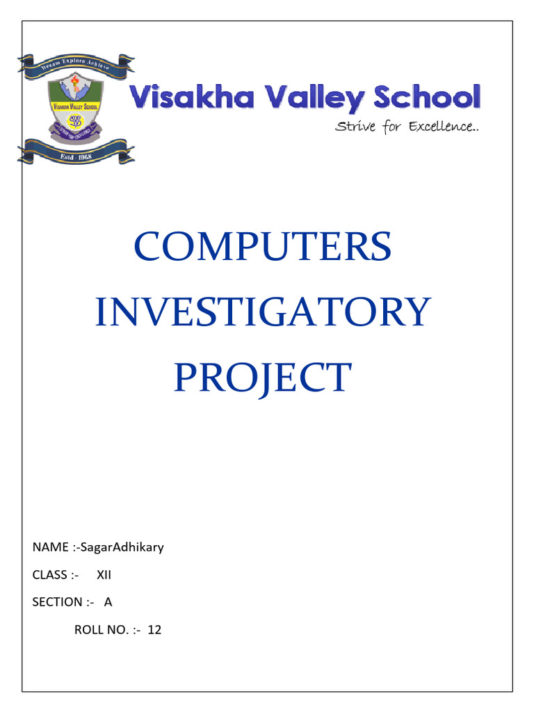 Computer Investigatory Project - SAGAR | PDF | Databases | My Sql
