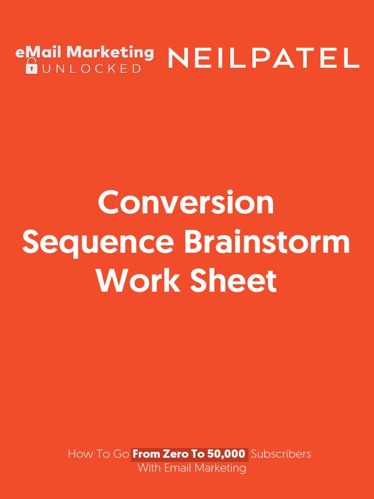 Email Marketing Unlocked Conversion Sequence Brain Storm Work Sheet | PDF