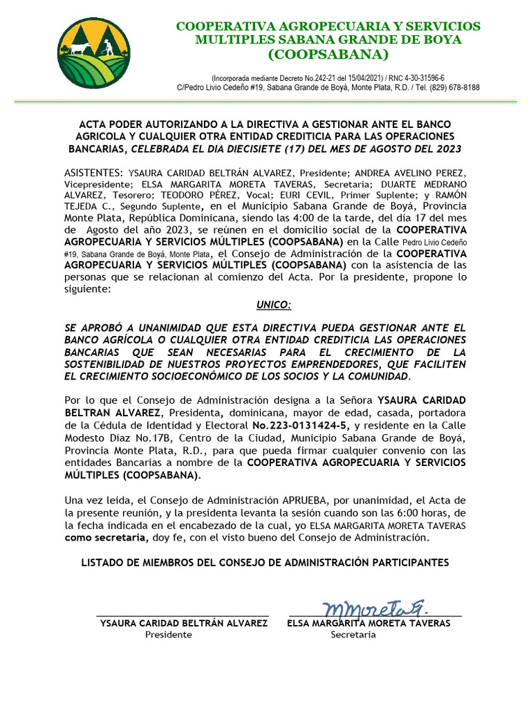 Acta Poder de Autorizacion A La Directiva | PDF | Gobierno