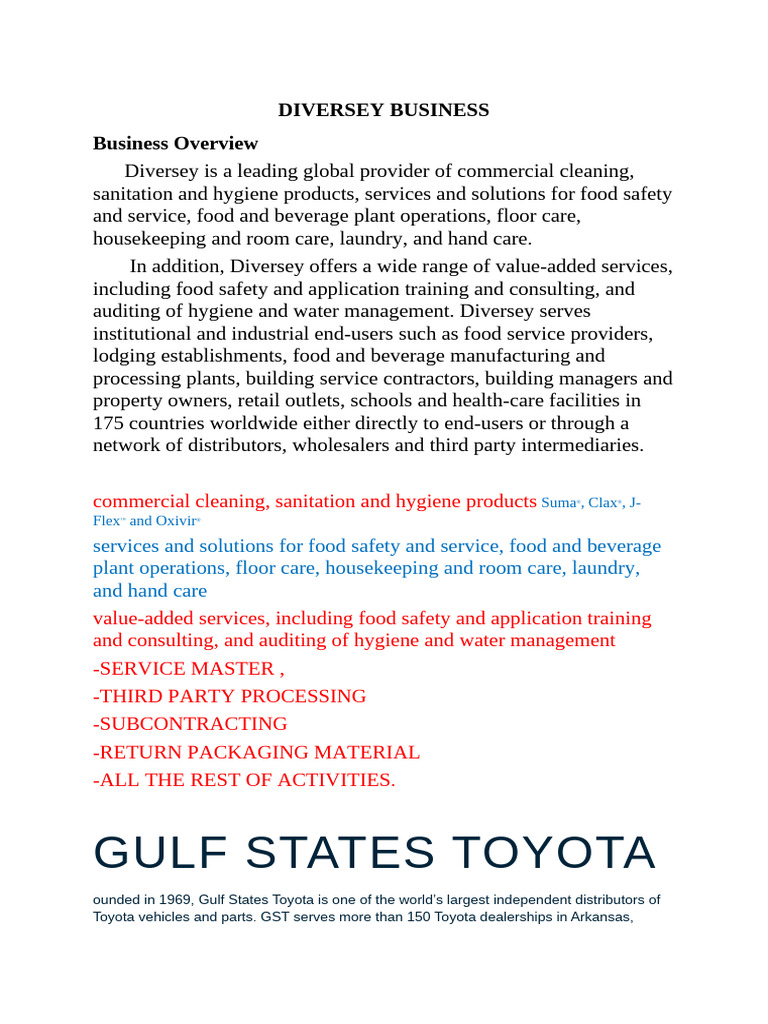 Diversey Business | PDF