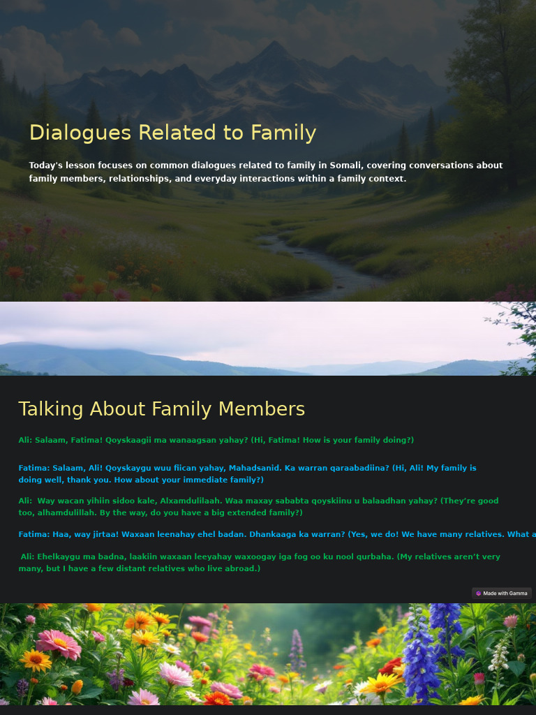 Dialogues Related To Family | PDF