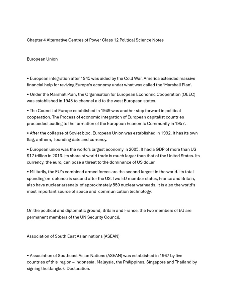Overview of Global Power Dynamics | PDF | European Economic Community ...