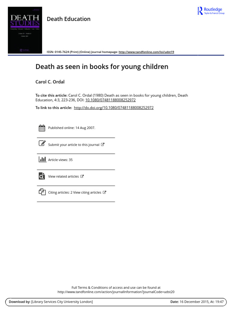 ordal1980 | PDF | Death | Feeling