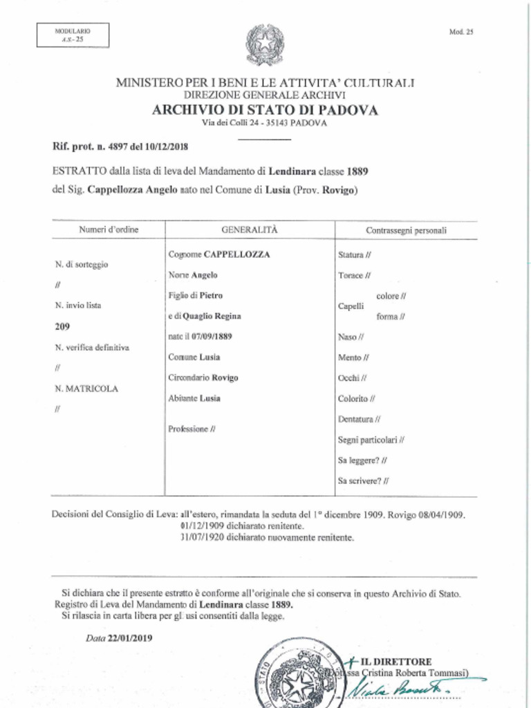 Estratti Di Leva Di Cappellozza Angelo e Giovanni | PDF