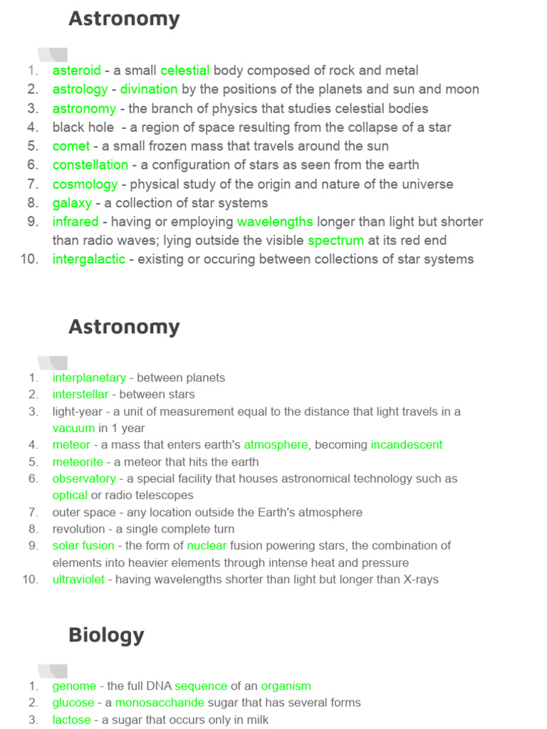 Science Vocabulary 1 | PDF